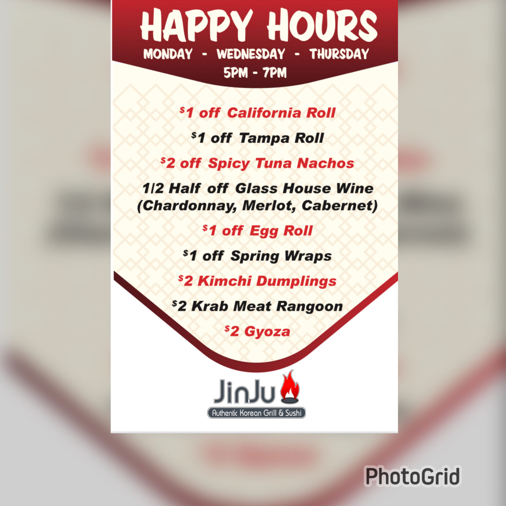 World Class Menu – Jinju Korean Grill